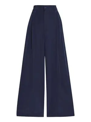 Simkhai Sydnie Pleated Satin Wide-leg Pants - Navy