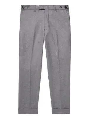 BEAMS Ivy Cropped Tapered Brushed Wool-blend Twill Trousers - Gray