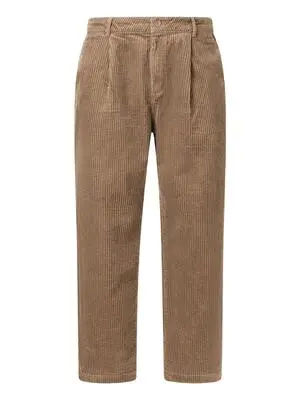 Folk Wide-leg Cotton-corduroy Trousers - Neutrals