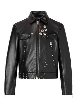 Enfants Riches Déprimés Studded Embellished Leather Jacket - Black