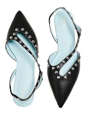 Maeve Studded Cutout Slingback Flats - Black