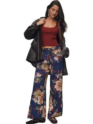 Farm Rio Floral Wide Leg Pants - Delicate Garden