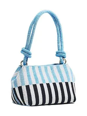 Anthropologie Beaded Knotted Shoulder Bag - Blue Stripe
