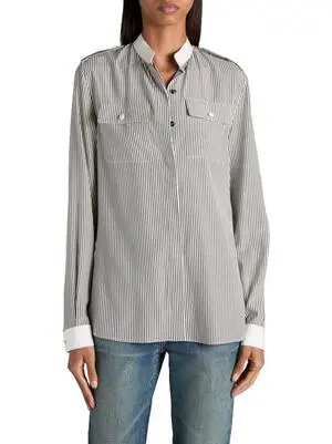 TOM FORD Stripe Silk Crêpe De Chine Button-up Shirt - Black/white