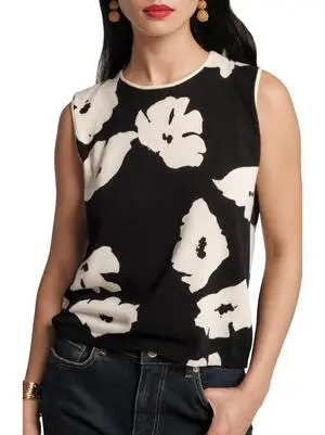 FRANCES VALENTINE Floral Viscose-blend Top - Black/oyster