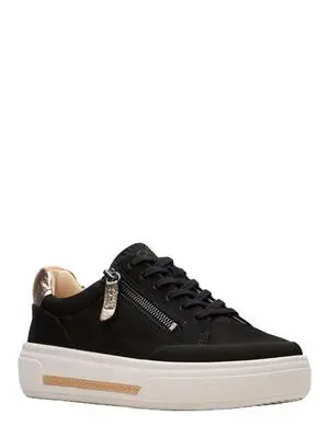 Clarks Hollyhock Zip Platform Sneakers Black Nubuck