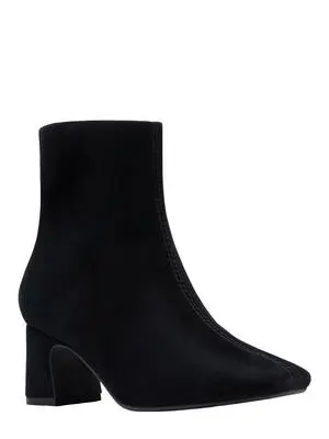 Clarks Pointed Toe Block Heel Bootie - Black Suede