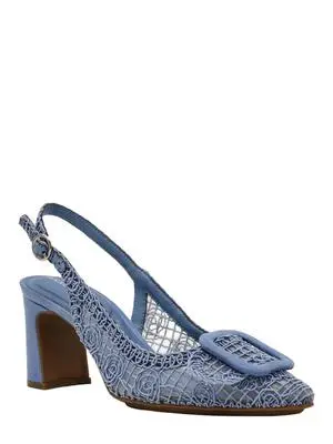 Anne Klein Lace Embroidered Slingback Pumps - Blue