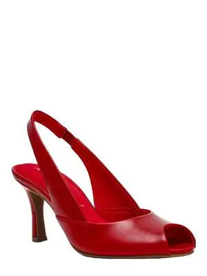 Anne Klein Jovi Slingback Peep Toe Pumps Red Crinkle