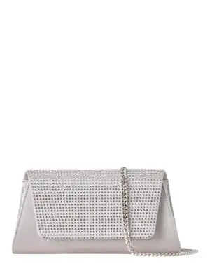 Akris Anouk Crystal Embellished Silk & Leather Clutch - Light Silver Met.