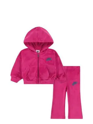 Nike Velour Hoodie & Flare Leggings Set - Fireberry