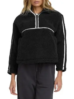 BILLABONG Faux Shearling Half Zip Pullover - Black Sands