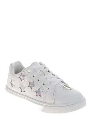 KENSIE GIRL Lace-up Stars Casual Sneakers - White/silver