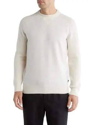BOSS Hero Wool Crewneck Sweater Open White