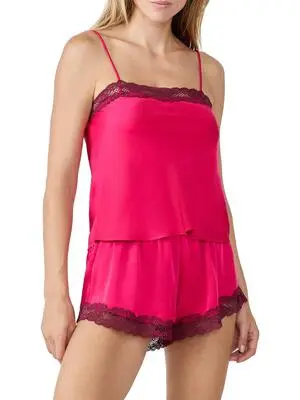 ETAM Attitude Lace Trim Satin Camisole - Petunia