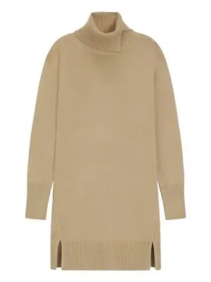 Hugo Boss Feringatessa Long Sleeve Turtleneck Virgin Wool Blend Sweater Dress - Rust/copper