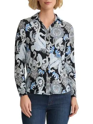 Jones New York Paisley Print Button-up Shirt - Jones Black Multi