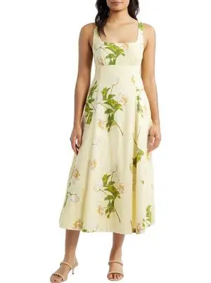 Julia Jordan Floral Cotton Dress - Yellow Multi