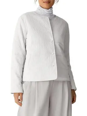 Eileen Fisher Round Neck Quilted Jacket - Bone