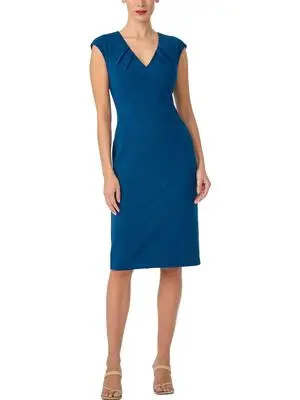 Trina Turk V-neck Sheath Dress - Burle Blue
