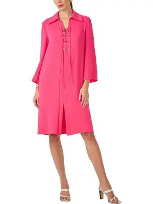 Trina Turk Lace-up Collared Shift Dress - Rio Rose