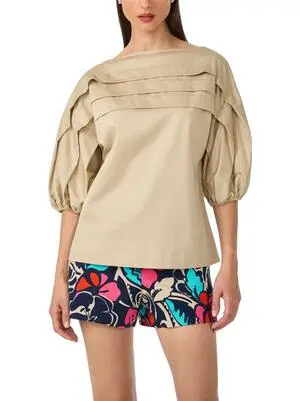 Trina Turk Grady Puff Sleeve Top - Biarritz Beige