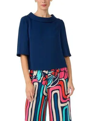 Trina Turk Kailee Folded Neckline Top - Ink