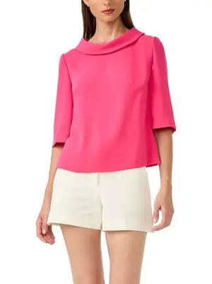 Trina Turk Kailee Folded Neckline Top - Rio Rose