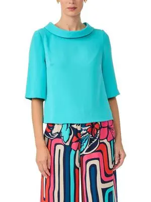 Trina Turk Kailee Folded Neckline Top - Tidewater Teal