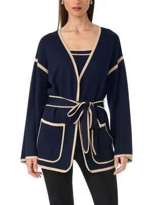 Trina Turk Wright Belted Cardigan - Indigo/biarritz Beige