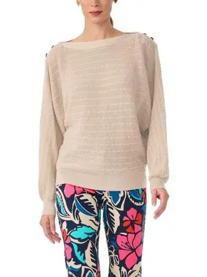 Trina Turk Boatneck Relaxed Sweater - Ecru