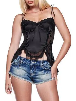 I.AM.GIA Meadow Lace Trim Camisole - Black