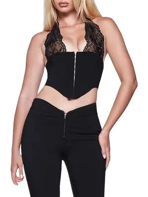 I.AM.GIA Ellena Lace Trim Corset Top - Black