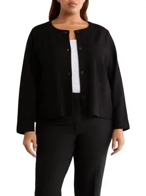 EILEEN FISHER Button-Front Organic Cotton Jacket