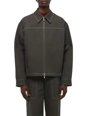 Helmut Lang Topstitch Detail Cotton Carpenter's Jacket - Graphite
