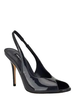 Nine West Pretta Slingback Peep Toe Pumps - Dark Blue