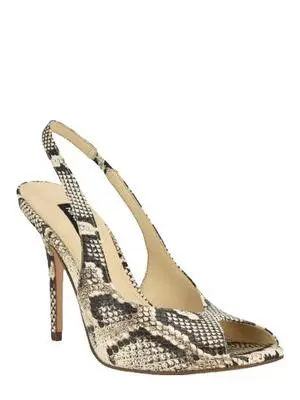 Nine West Pretta Slingback Peep Toe Pumps Light Natural