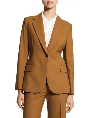 Theory Lynnia Stretch Wool Blazer - Dark Cognac