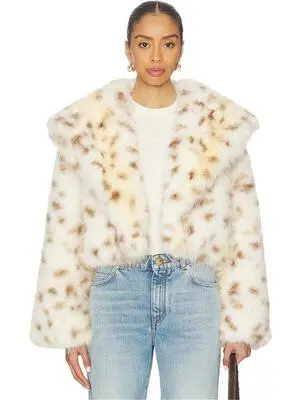 MORE TO COME Rockie Faux Fur Moto Jacket - White Leopard