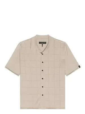 Rag & Bone Window Pane Dalton Knitted Shirt In Brown - Tan
