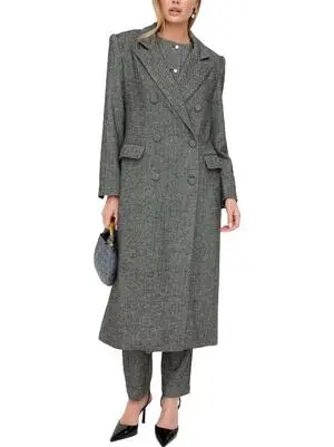 LILY AND LIONEL Jakki Tailored Herringbone Print Coat - Grey