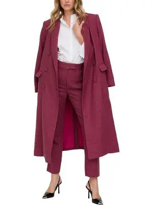 LILY AND LIONEL Jakki Tailored Herringbone Print Coat - Pink