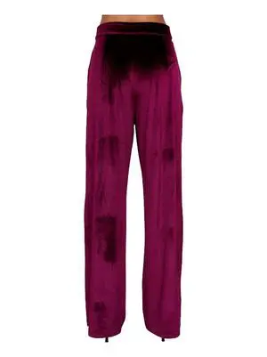 LILY AND LIONEL Valerie Straight Leg Velvet Trousers - Burgundy