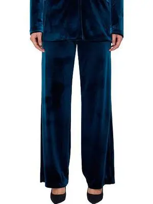 LILY AND LIONEL Valerie Straight Leg Velvet Trousers - Medium Blue