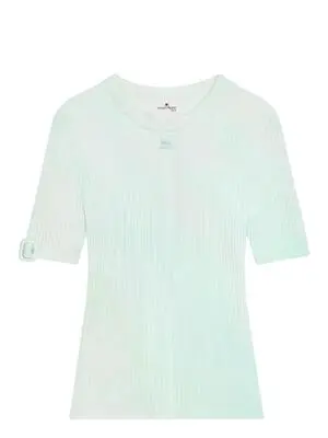 COURREGES Buckle-sleeve Ribbed T-shirt - Green