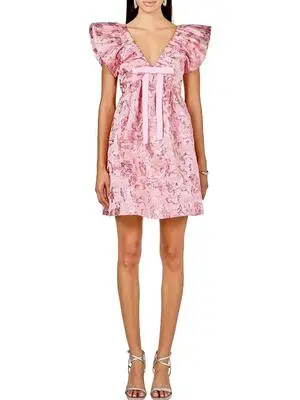 ENDLESS ROSE Endless Rose Jacquard A-line Mini Dress With Bow