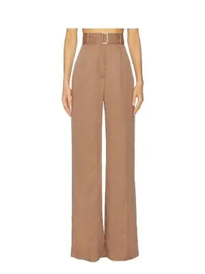 Matthew Bruch Belted Wide Leg Trousers - Mocha Lyocell