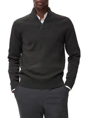 Mango Quarter Zip Thermoregulated Sweater Dark Green