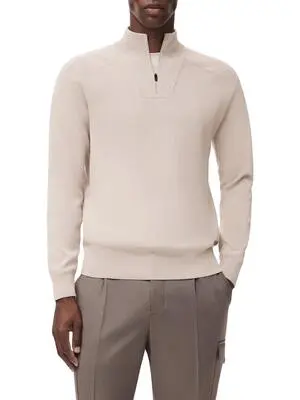 Mango Quarter Zip Thermoregulated Sweater Ivory White