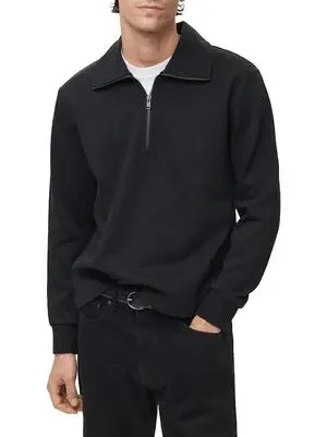 Mango Quarter Zip Cotton Sweatshirt - Black